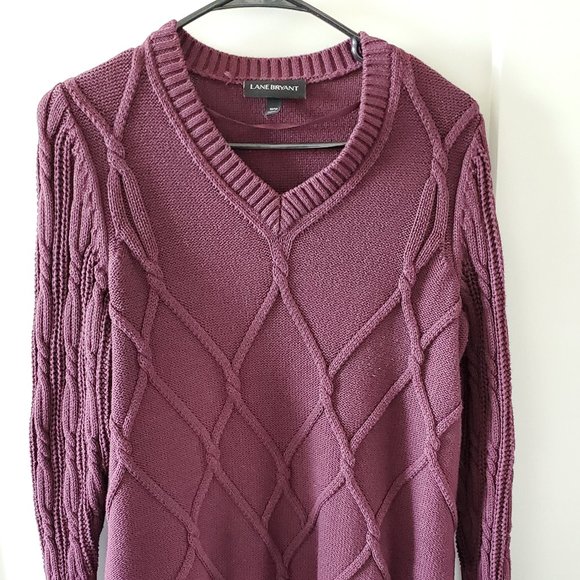 Lane Bryant | Sweaters | Size 12 Lane Bryant Vneck Cable Sweater | Poshmark